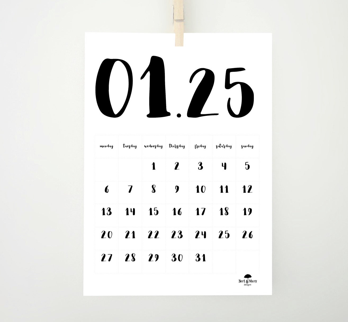 Very Sweet Printable Calendar, 2025 Monthly Calendar – Bert and Mary ...